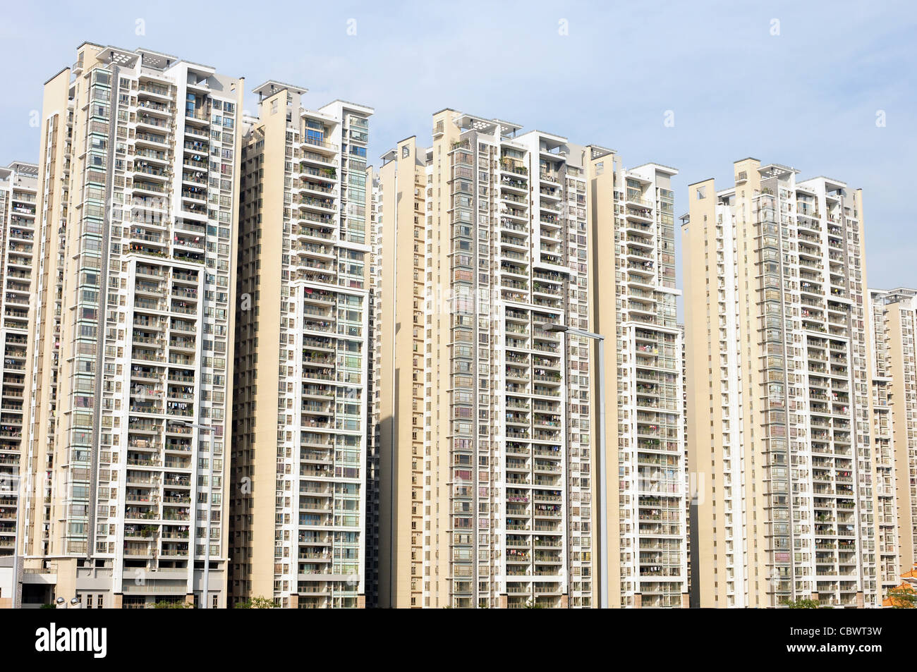 block architecture residential estate city modern tall flats urban blue ...