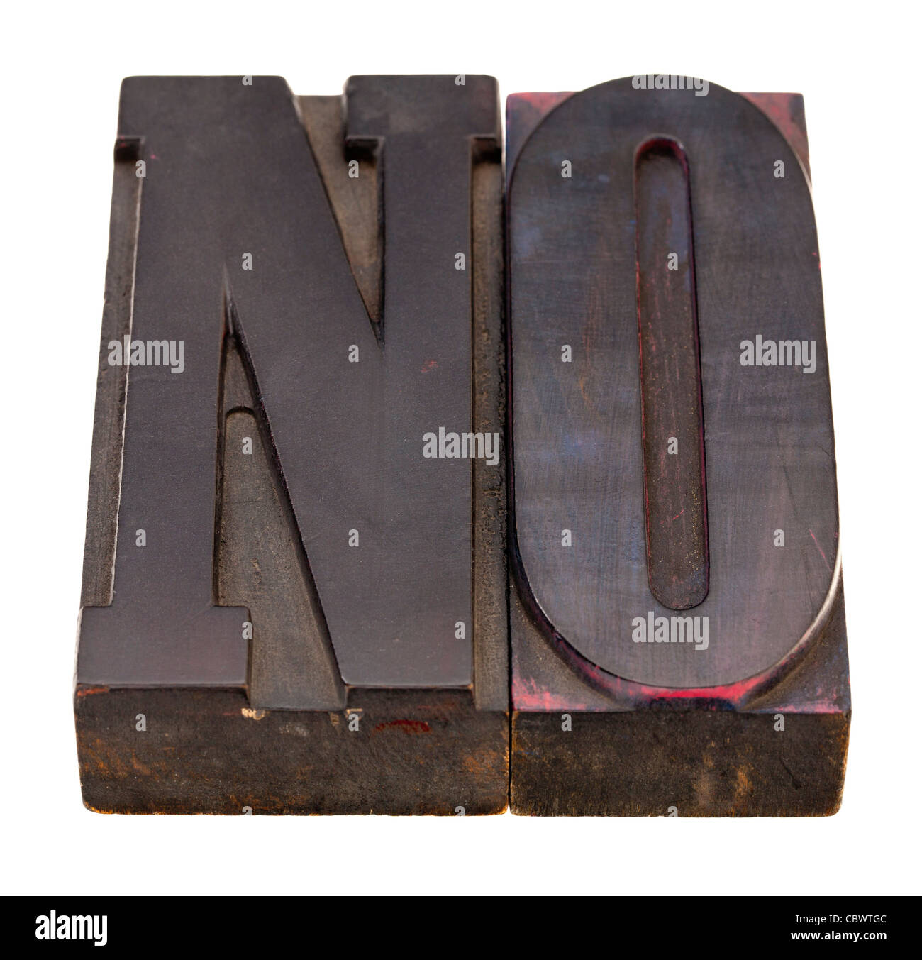 no word abstract in antique wooden letterpress printing blocks, stained ...