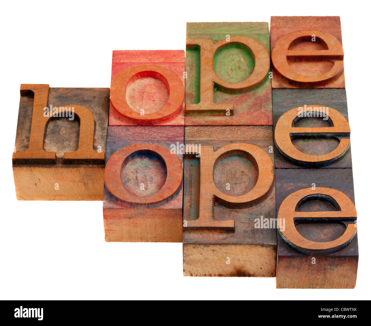 hope word abstract in vintage wooden letterpress printing blocks ...