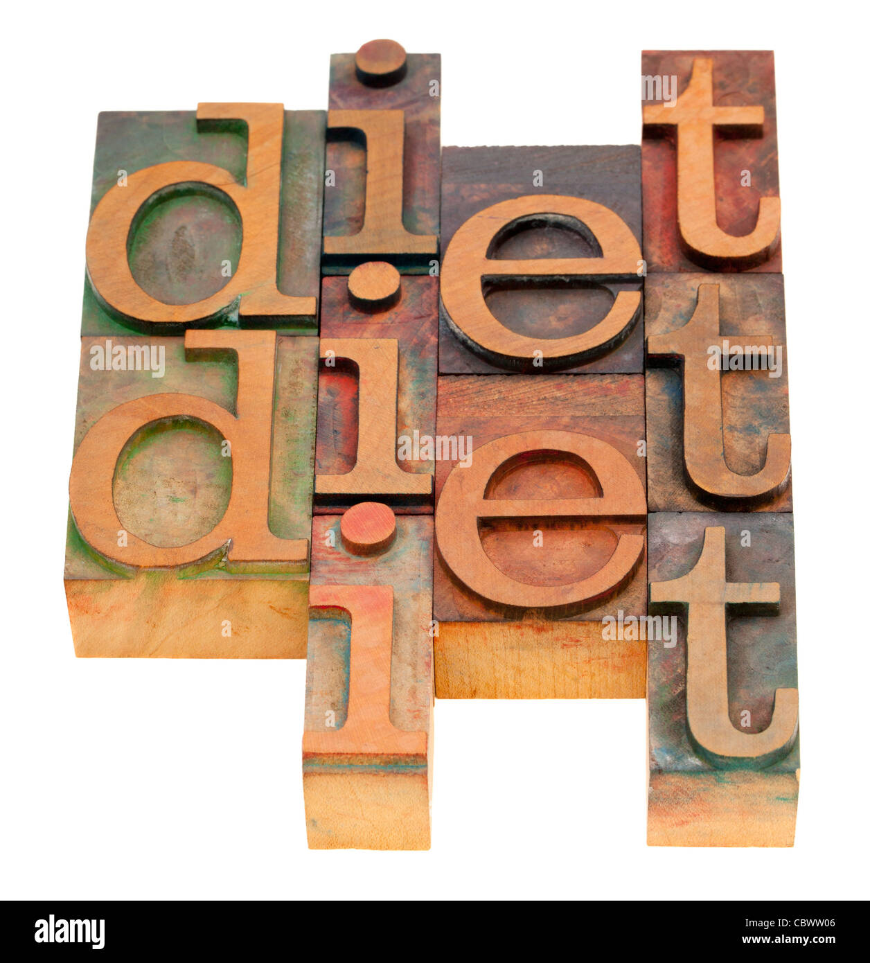 diet word abstract in vintage wooden letterpress printing blocks ...