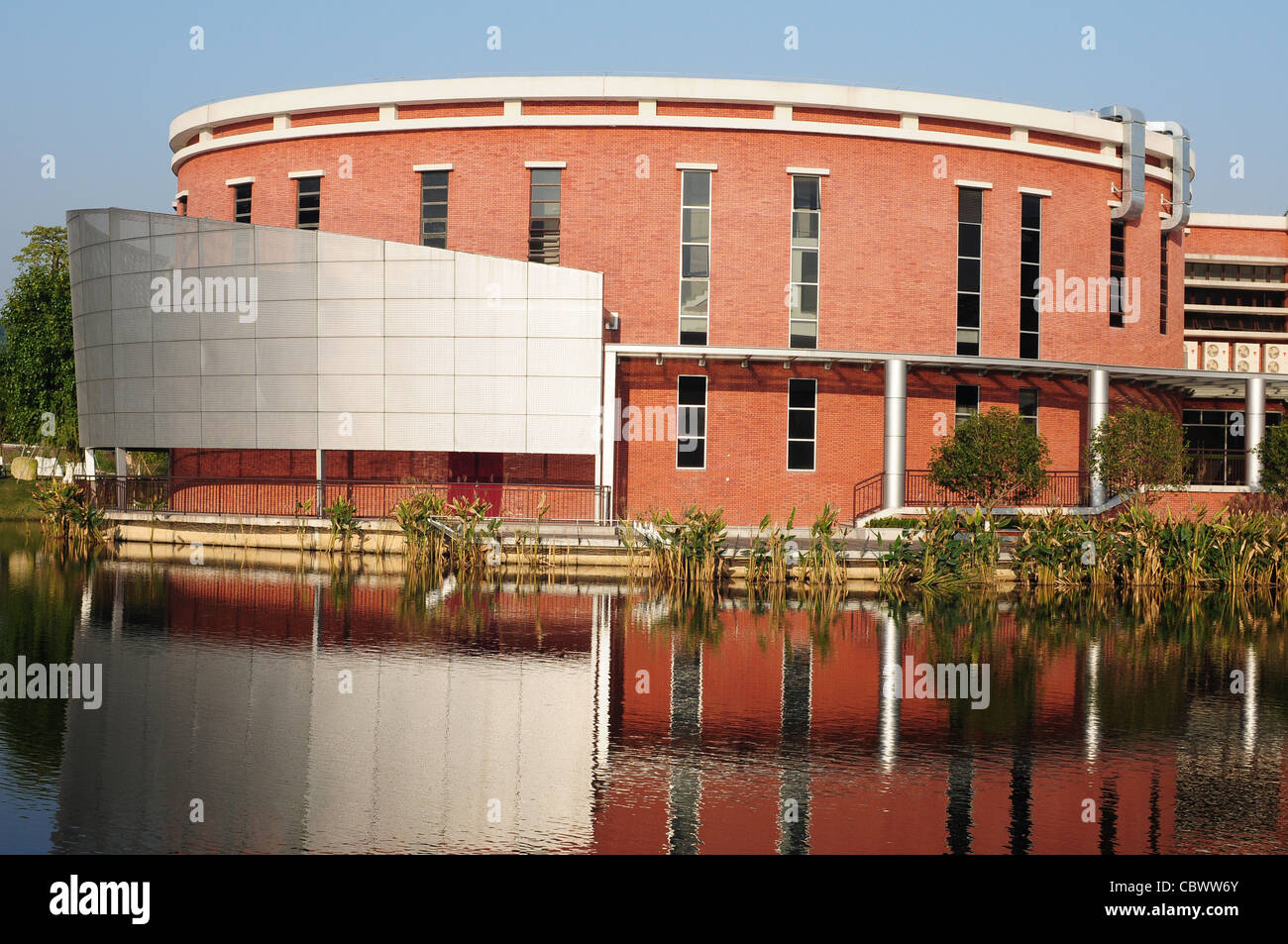 building modern red architecture glass facade exterior real estate ...