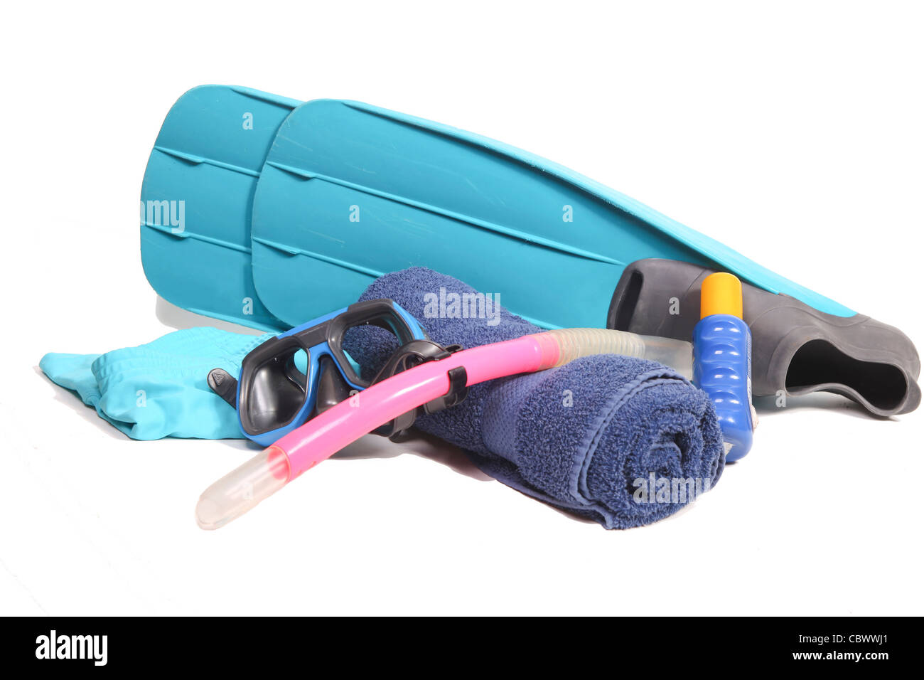 Beach items for a vacation near the ocean Stock Photo - Alamy