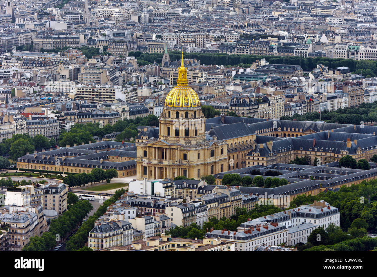 Aerial view invalides its golden dome hi-res stock photography and ...