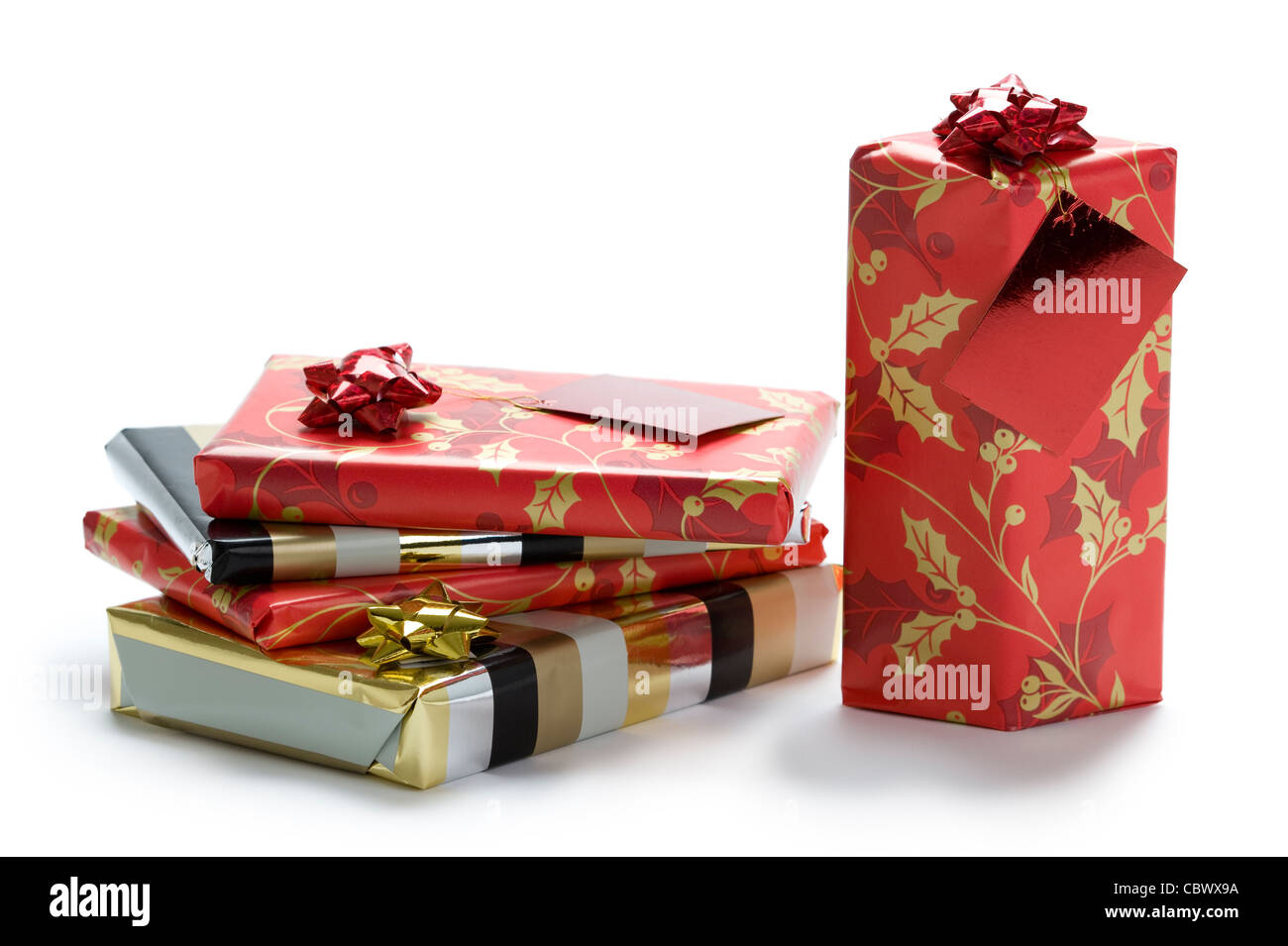 wrapped christmas presents isolated on a white background Stock Photo ...