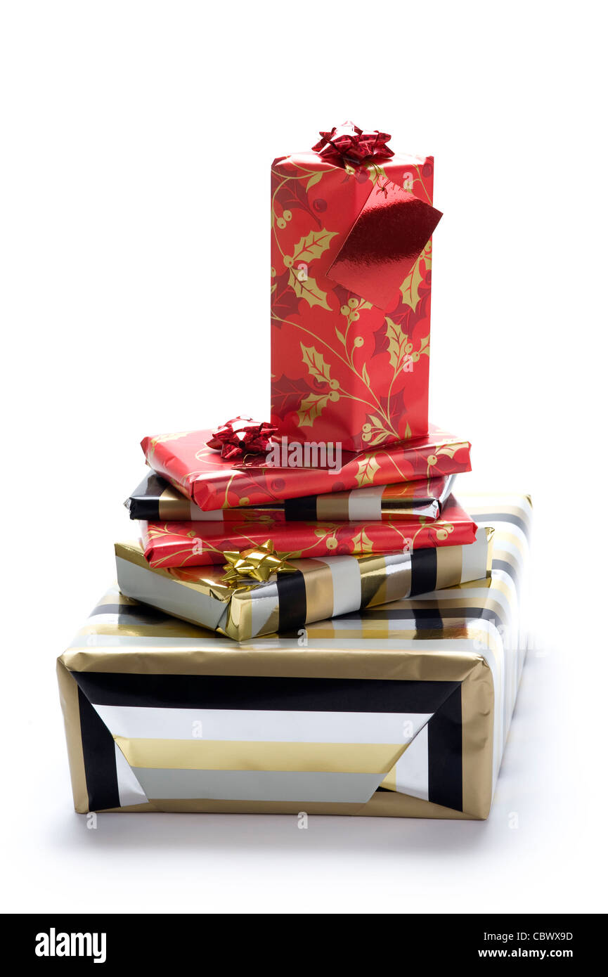 wrapped christmas presents isolated on a white background Stock Photo ...