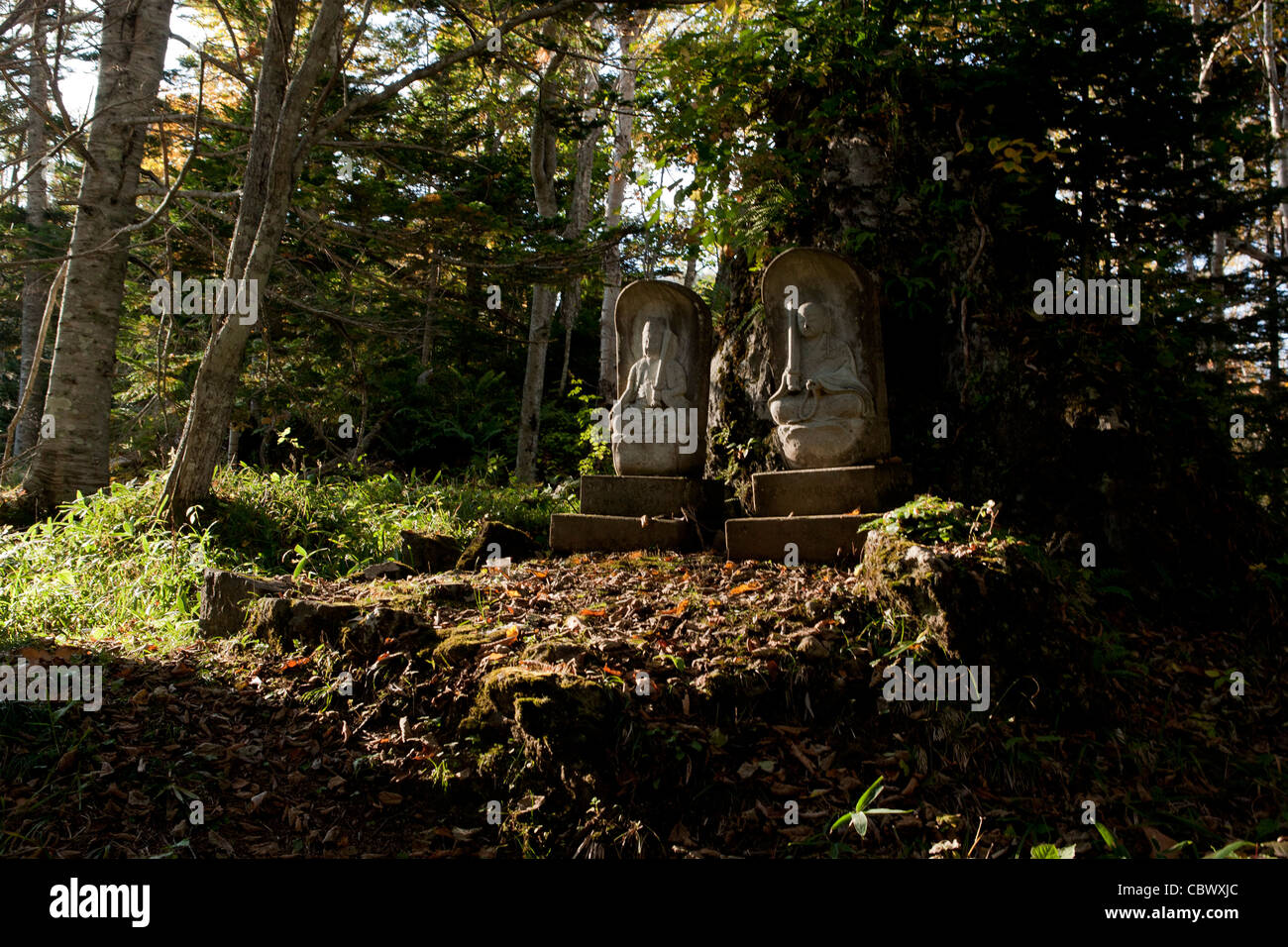 Sacred statues of Gods in Akan Lake, Hokkaido, Japan Stock Photo - Alamy