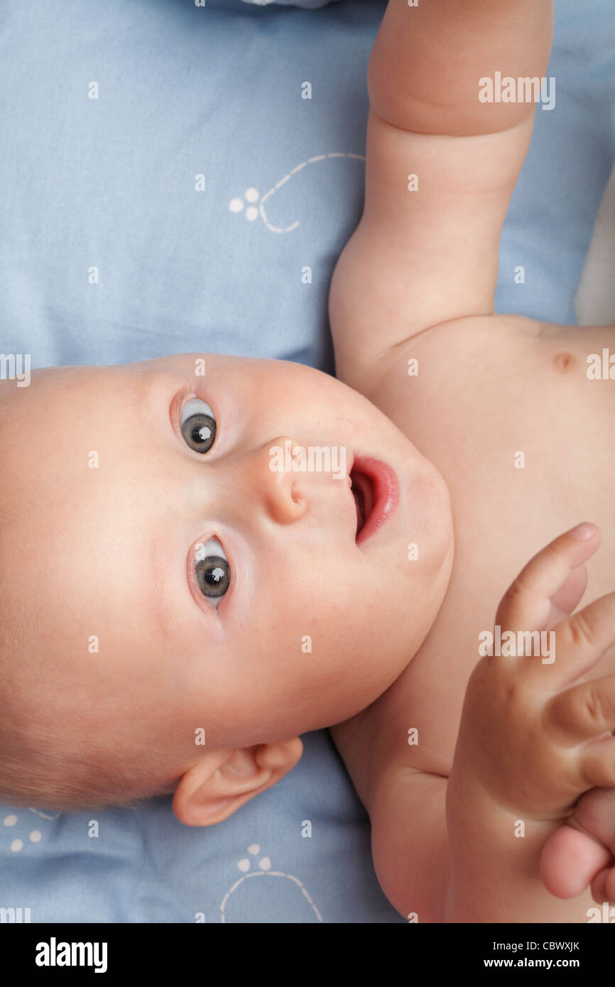 portrait of 6 months male child baby boy in blue eye Stock Photo - Alamy