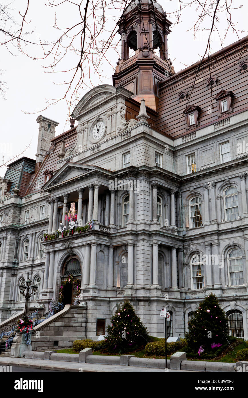 Montreal city hall dressed up for Christmas Stock Photo - Alamy