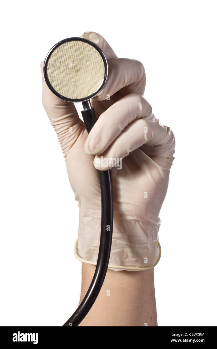 medical stethoscope in hand on white background Stock Photo - Alamy
