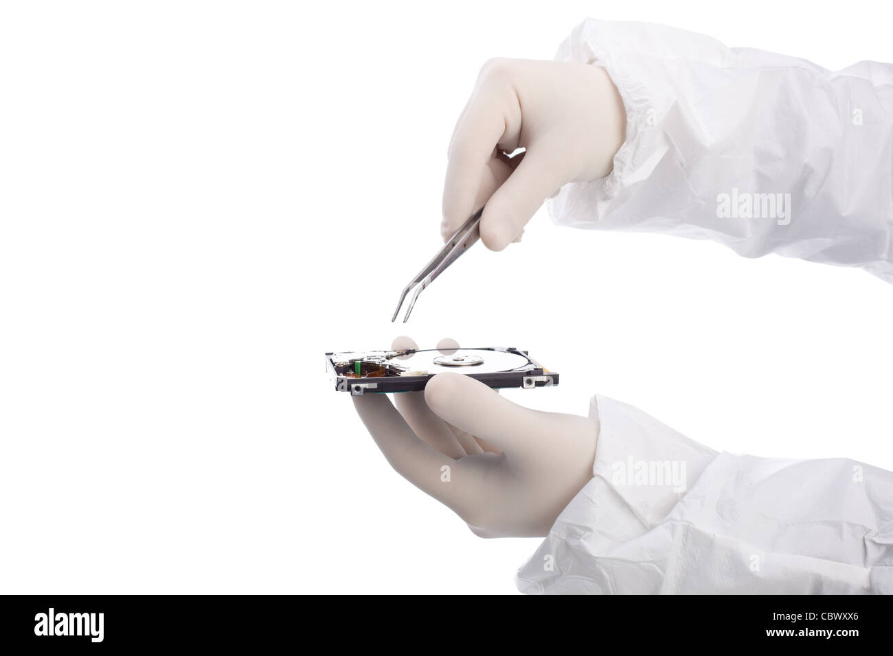 hard disk in hand isolated on white background Stock Photo - Alamy