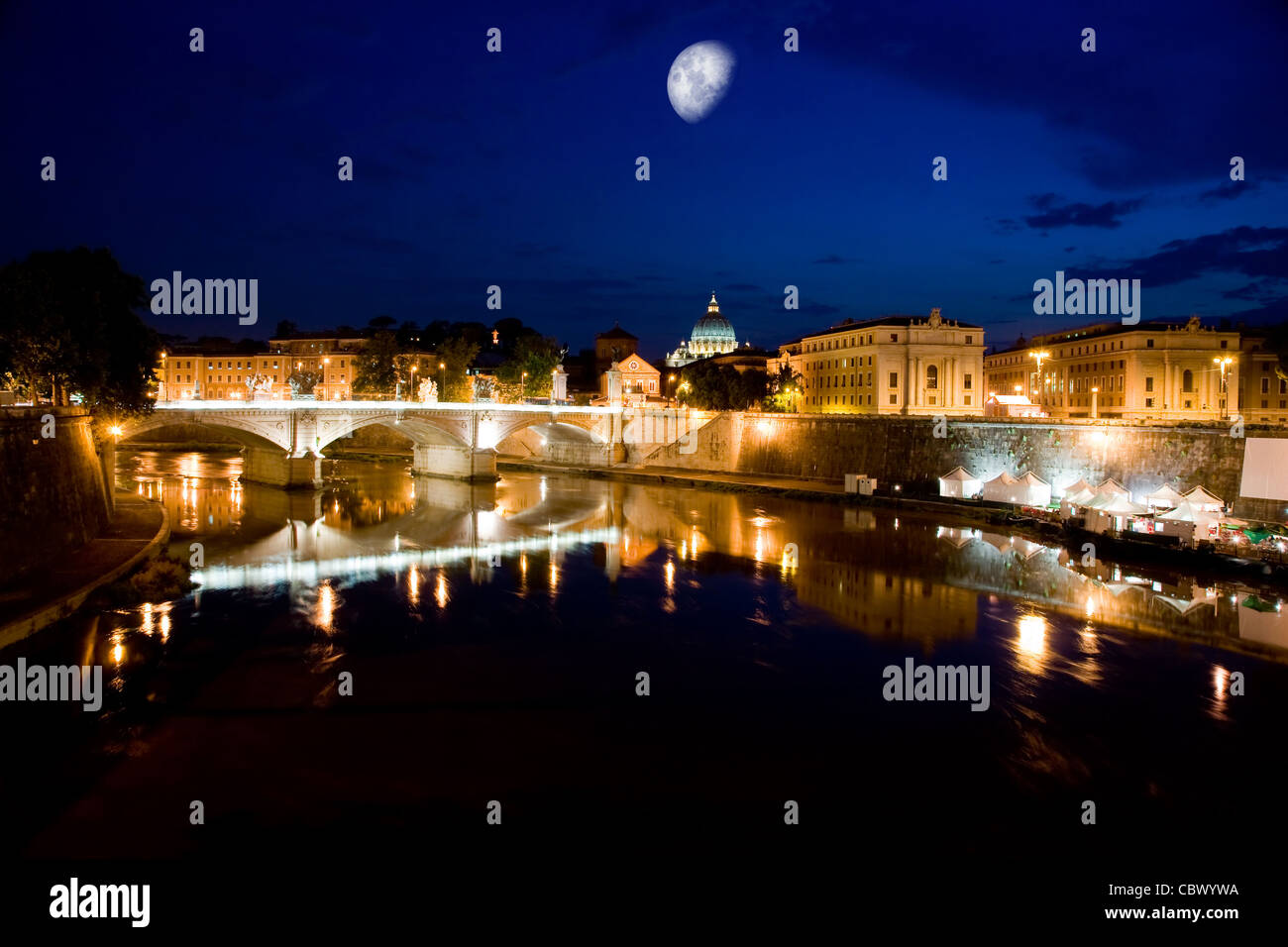 View of Rome by night Stock Photo - Alamy