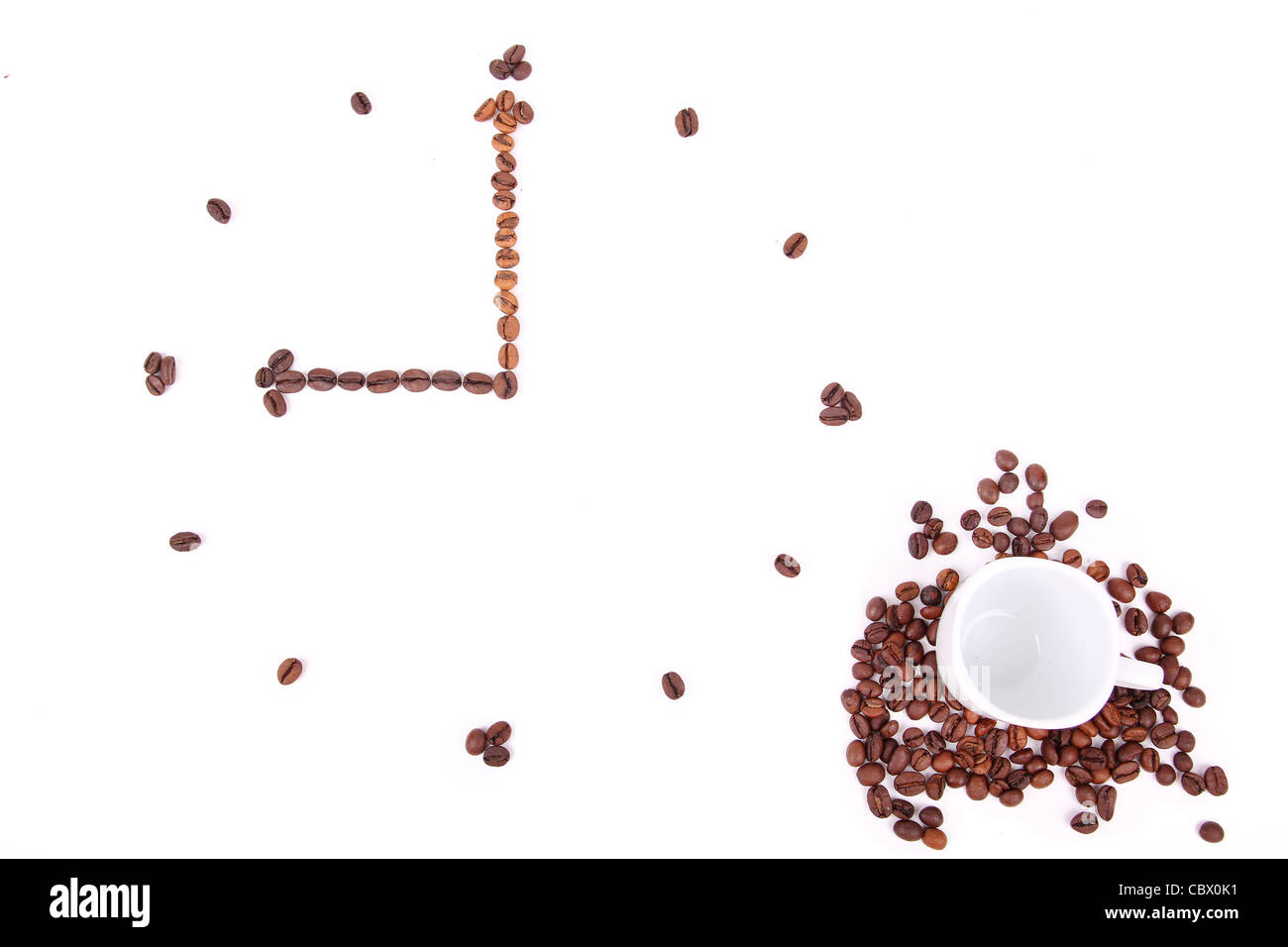 Clock made of coffee beans, breakfast time Stock Photo - Alamy