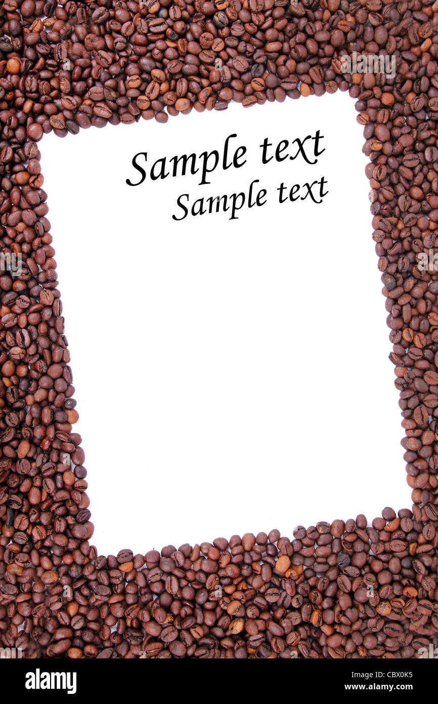 Coffee beans frame with sample text Stock Photo - Alamy