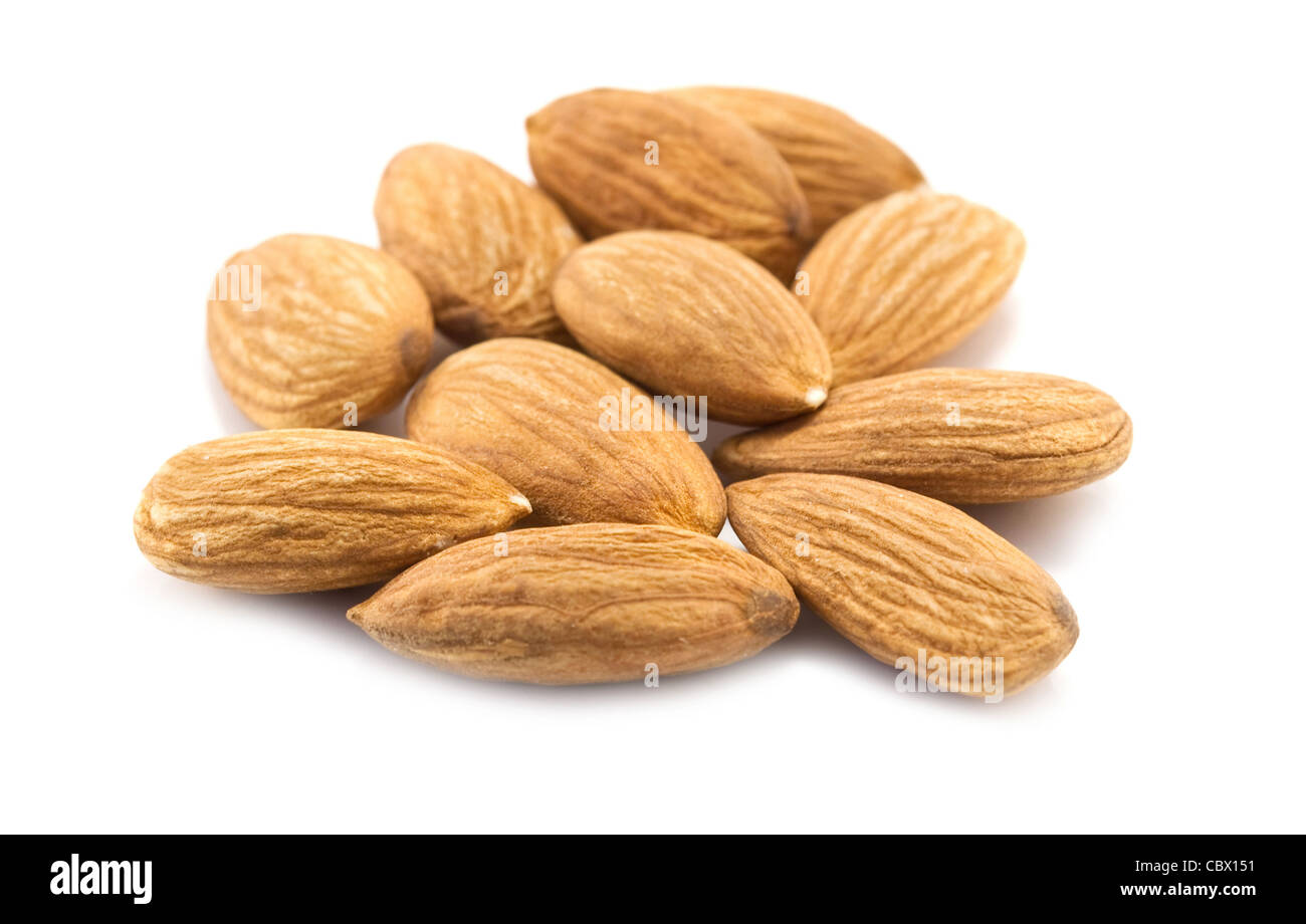 Almonds on a white hi-res stock photography and images - Alamy