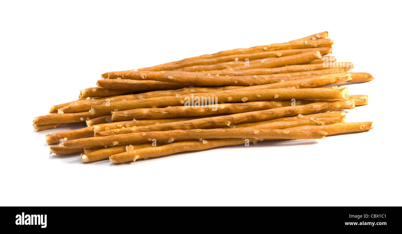 many salted sticks over a white background Stock Photo - Alamy
