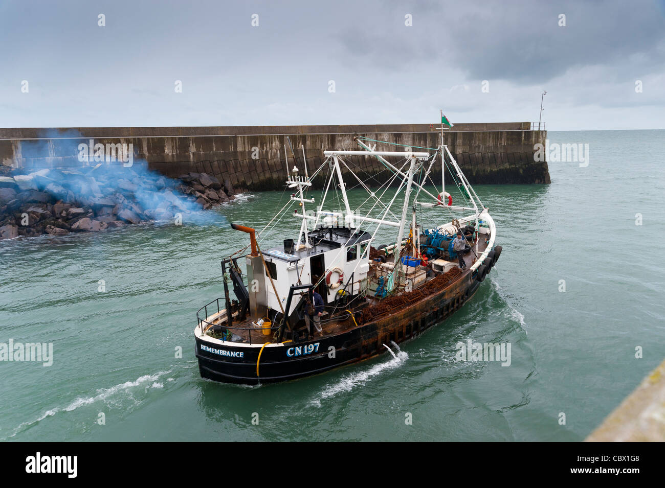 Remembrance trawler on her way out fishing from Amlwch Port Anglesey ...