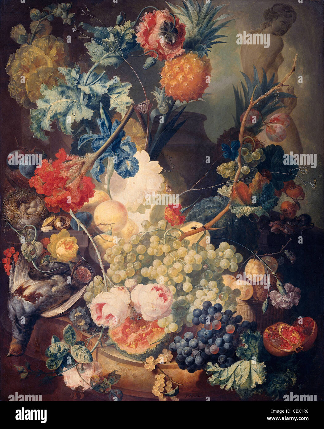 Jan Van Os Still Life with Flowers, Fruits and Poultry 1774 Rijksmuseum ...