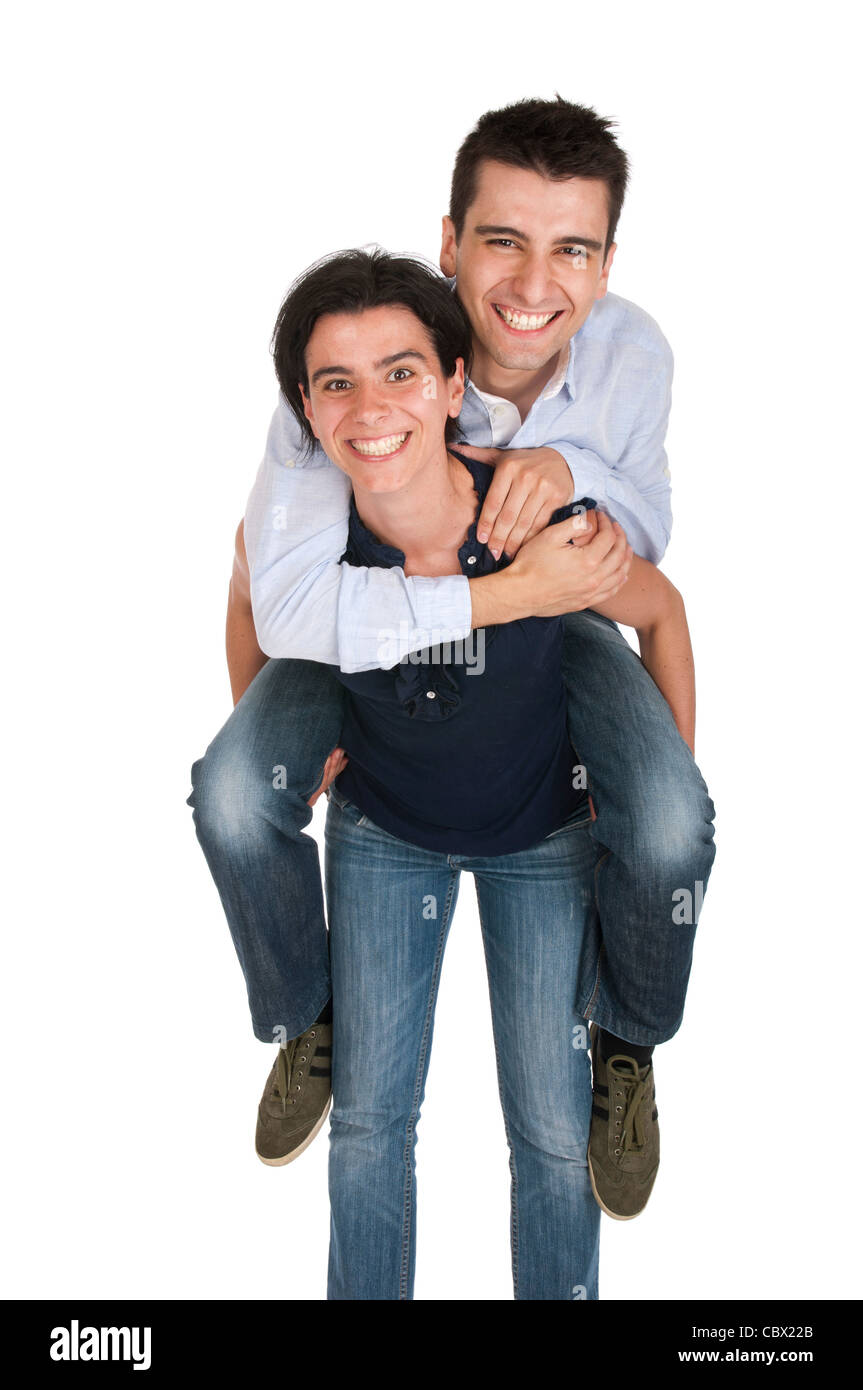Brother gives piggyback to his sister Stock Photo - Alamy