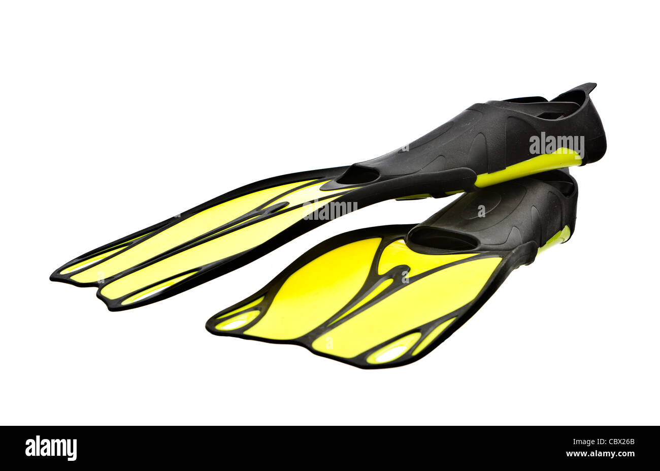 Yellow Flippers isolated on white background Stock Photo - Alamy