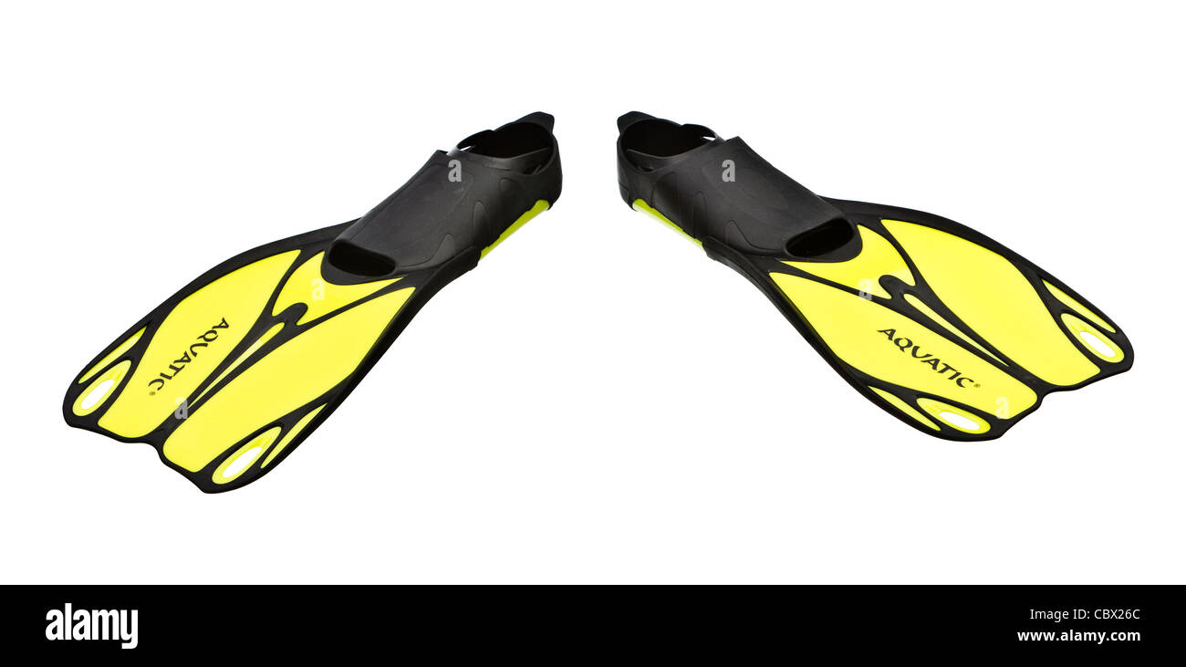 Yellow Flippers isolated on white background Stock Photo - Alamy