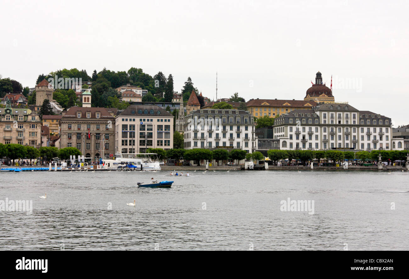 Panoramic View of Lucerne across Lake Lucerne, Switzerland Stock Photo ...