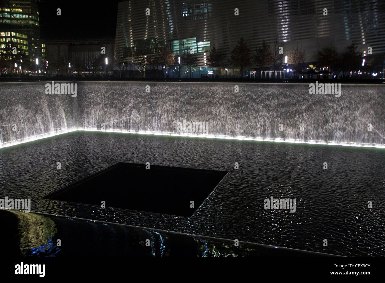 The National 9-11 Memorial reflecting pool at the site of the north ...
