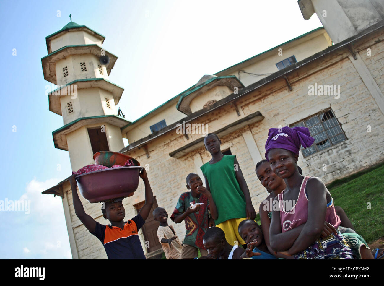 People and mosque, Kailahun, Sierra Leone Stock Photo - Alamy