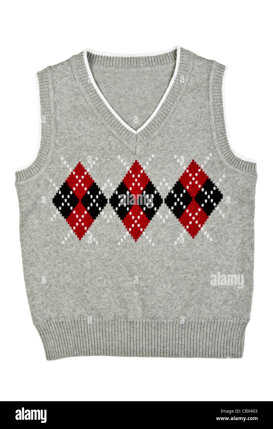 gray vest with a pattern isolated on white background Stock Photo - Alamy