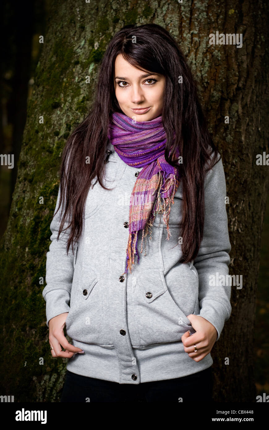 Beautiful model with scarf Stock Photo - Alamy