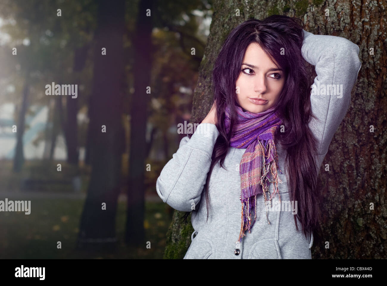 Beautiful model with scarf Stock Photo - Alamy