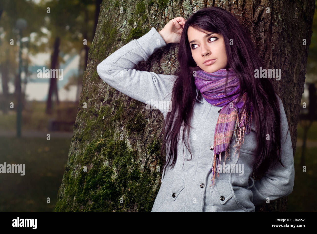 Beautiful model with scarf Stock Photo - Alamy