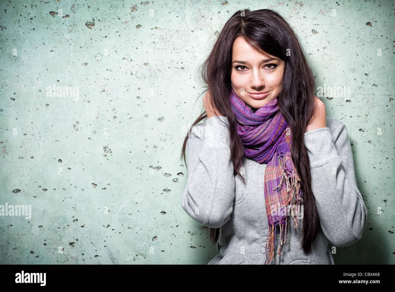 Beautiful model with scarf Stock Photo - Alamy