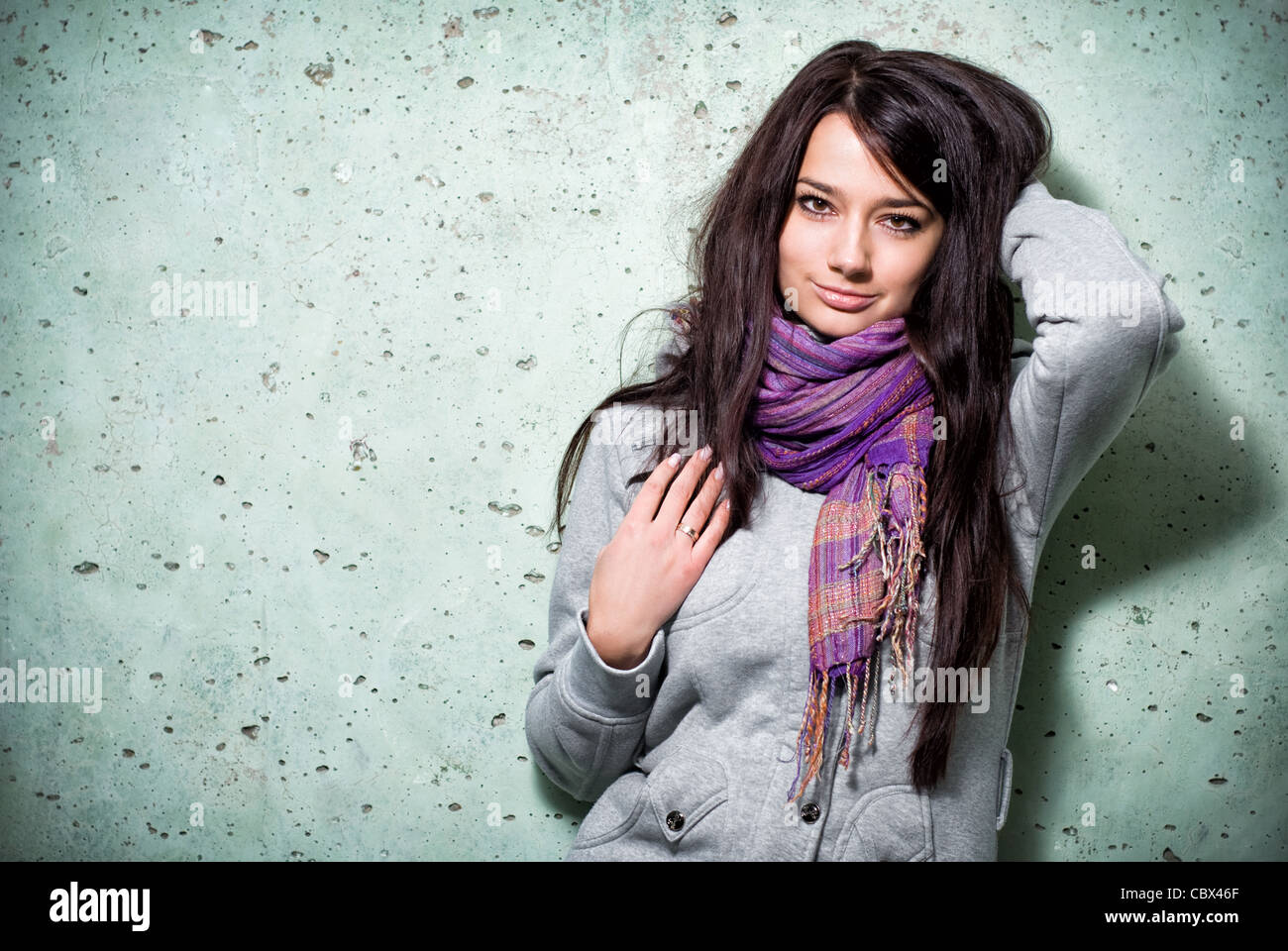 Beautiful model with scarf Stock Photo - Alamy
