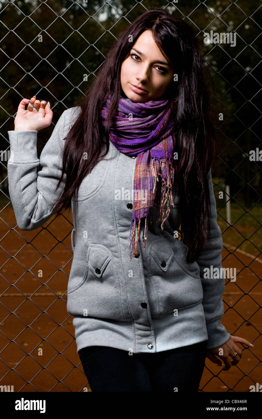 Beautiful model with scarf Stock Photo - Alamy