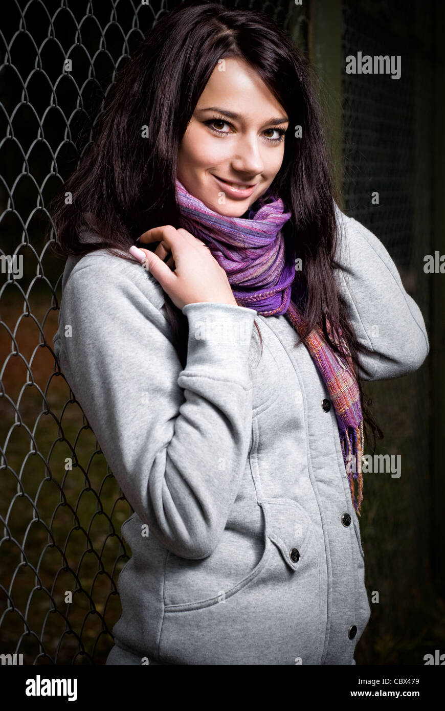 Beautiful model with scarf Stock Photo - Alamy