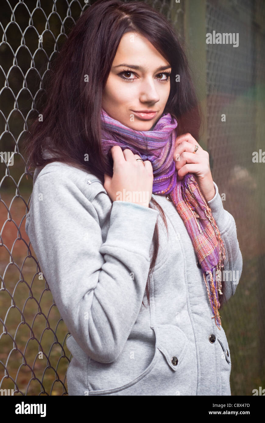 Beautiful model with scarf Stock Photo - Alamy