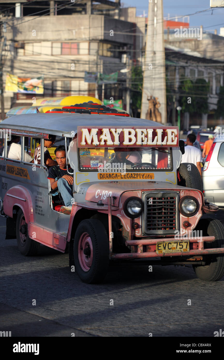 Jeepney bus in Legazpi (Legaspi) city. Legaspi, Luzon, Albay, Bicol ...
