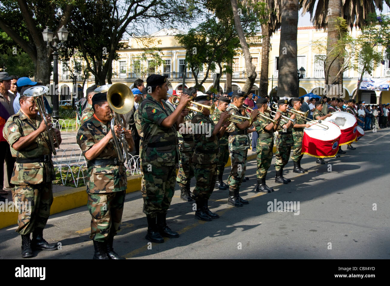 Bolivia. Cochabamba city. Military parade Stock Photo - Alamy