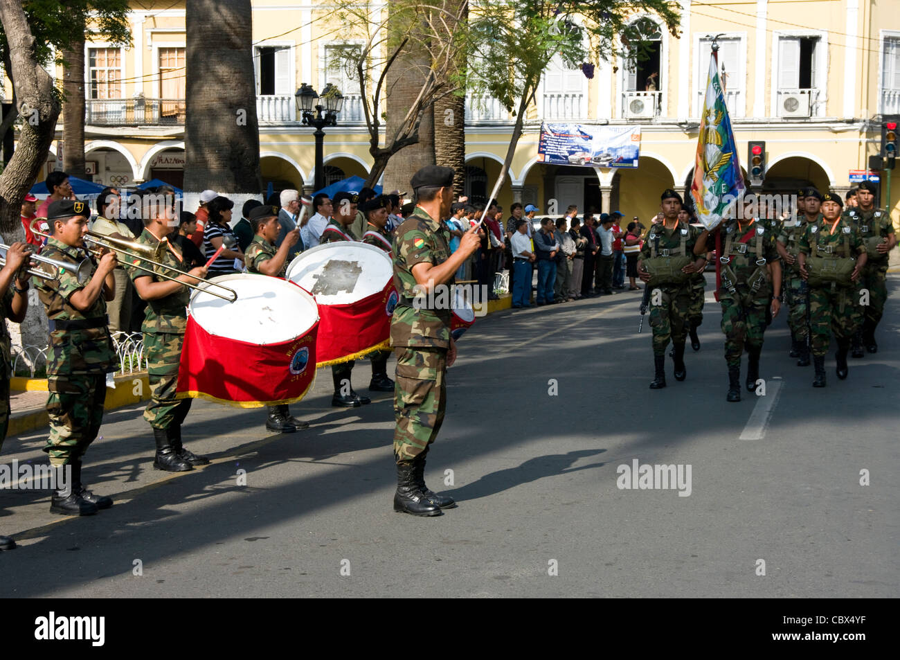 Bolivia. Cochabamba city. Military parade Stock Photo - Alamy