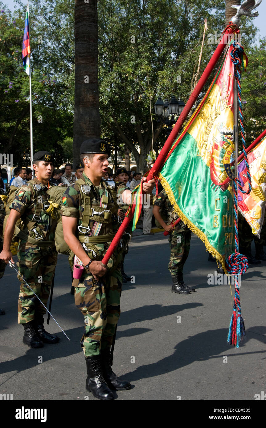 Bolivia. Cochabamba city. Military parade Stock Photo - Alamy