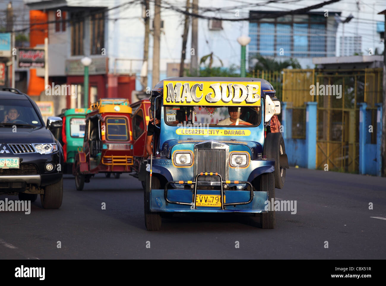Jeepney bus in Legazpi (Legaspi) city. Legaspi, Luzon, Albay, Bicol ...