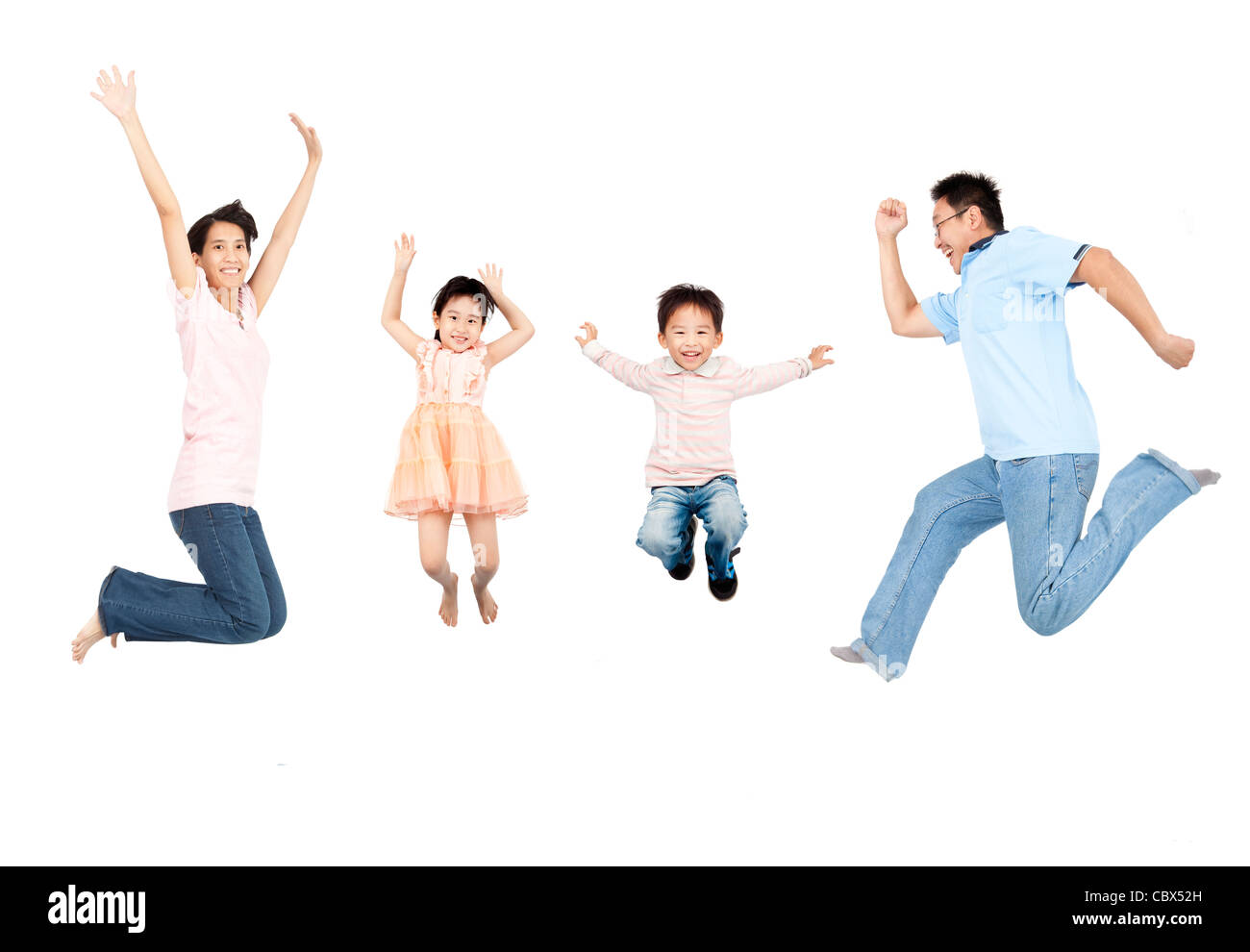 happy asian family jumping together Stock Photo - Alamy