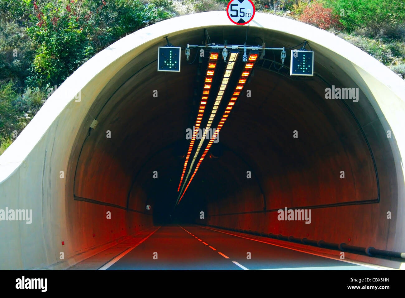 Lights in road tunnel Stock Photo - Alamy