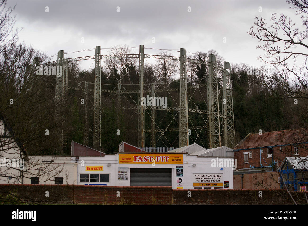 Gas holder, gasometer, Norwich, Norfolk, England Stock Photo - Alamy