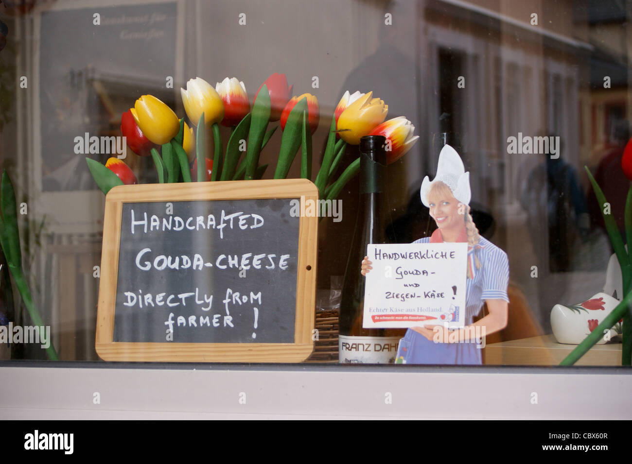 A sign offering Gouda cheese for sale, Bernkastel, Mosel, Rheinland ...