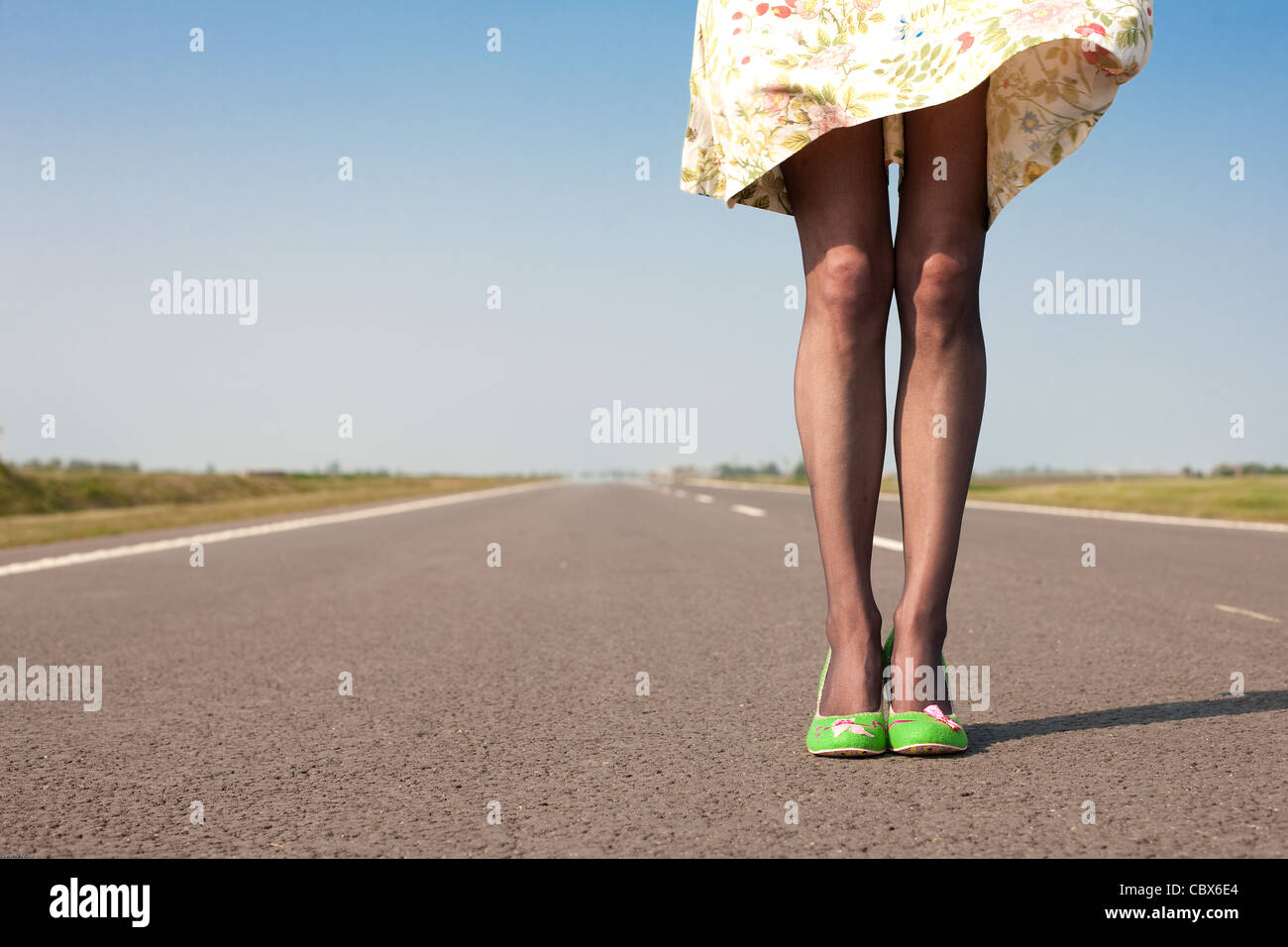 Wind blowing skirt hi-res stock photography and images - Alamy