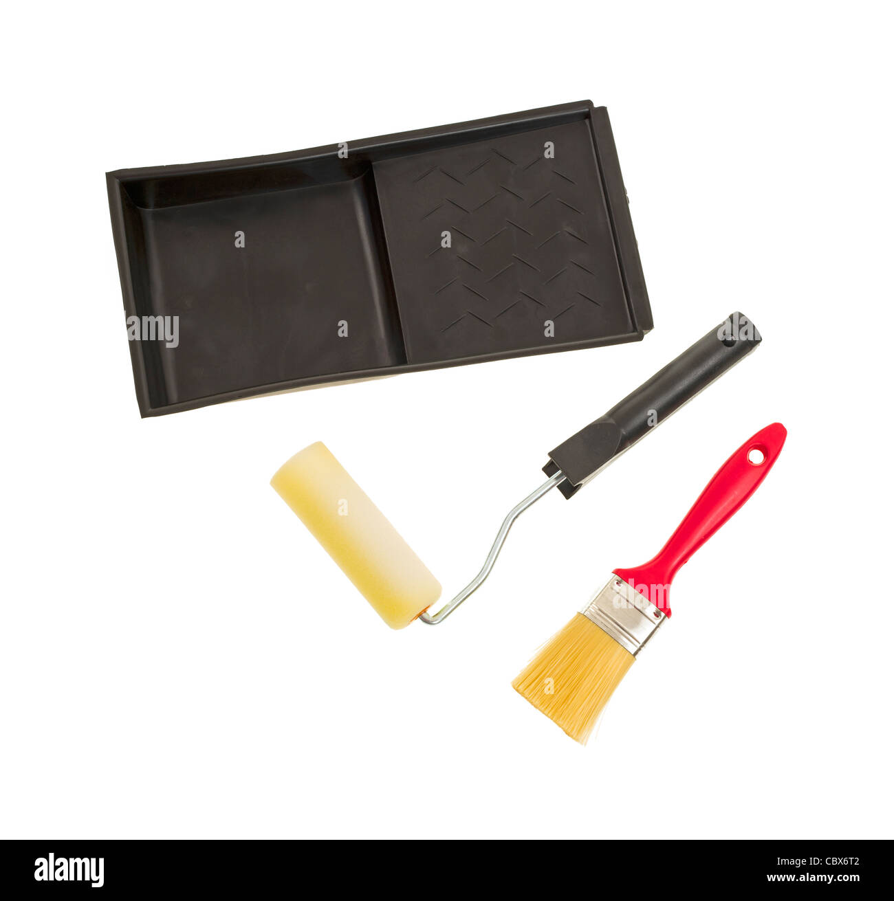 Paint brush roller and tray Stock Photo - Alamy