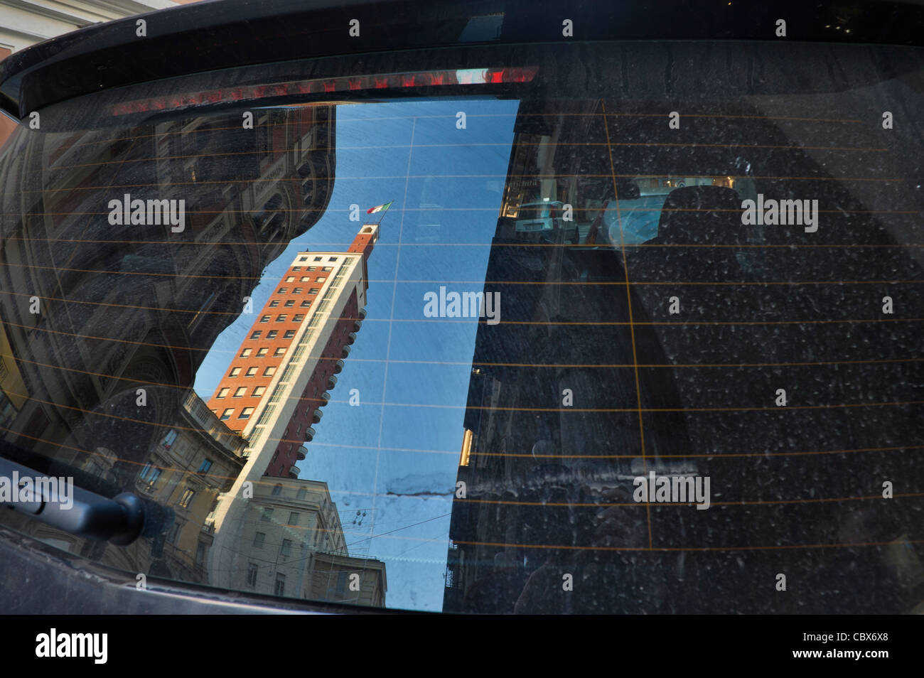 buildings reflected on a car's glass Stock Photo - Alamy