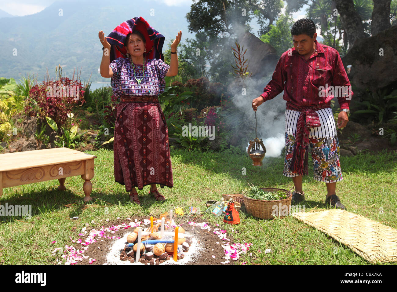 Fire ceremony by maya priest hi-res stock photography and images - Alamy