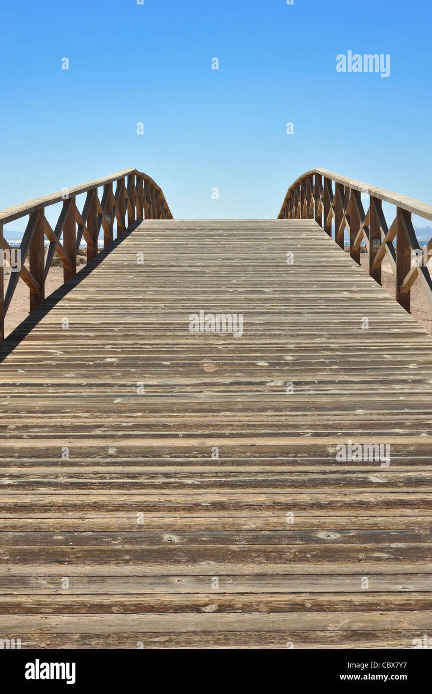 Closeup of wooden pedestrian footbridge going into the distance Stock ...